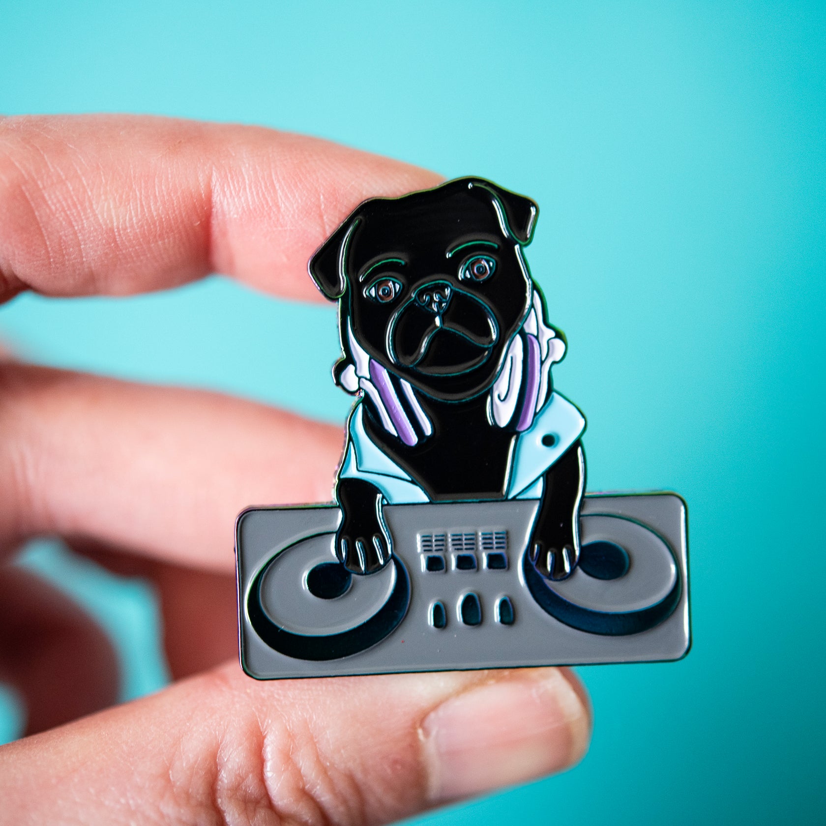 DJ Pug Enamel Pin – Pugs and Co